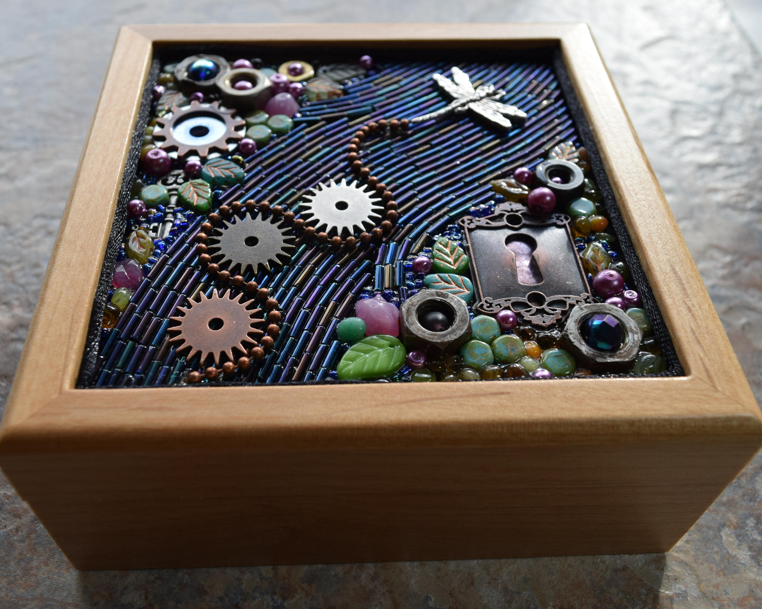 Steampunk Dragonfly Beaded Mosaic Box Mixed Media Steampunk | Etsy