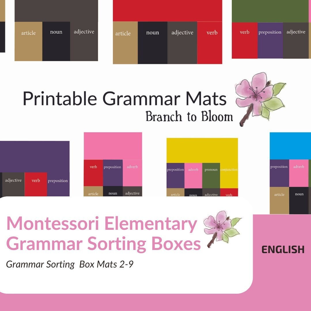 Printable, Montessori Grammar Box Mats, Montessori Language, Montessori ...