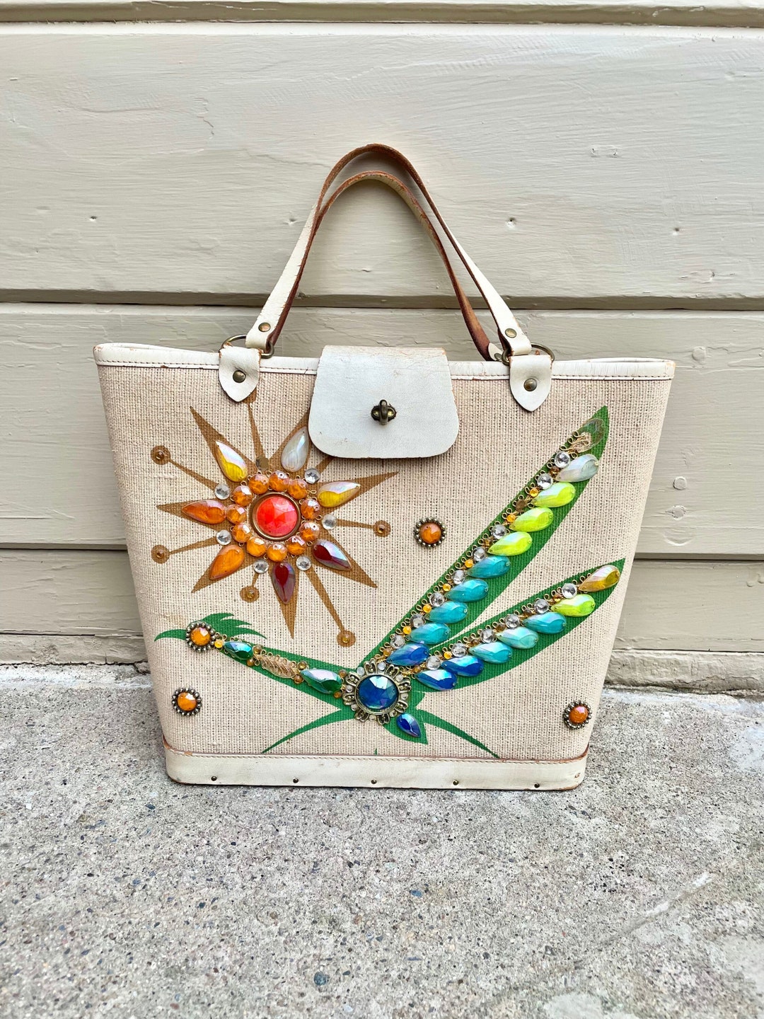 Vintage Enid Collins of Texas “roadrunner” Canvas/wood Bag Purse - Etsy