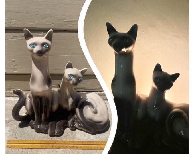 Vintage WORKING Mid-century Siamese Cat Lane & Co. Ceramic TV Light ...