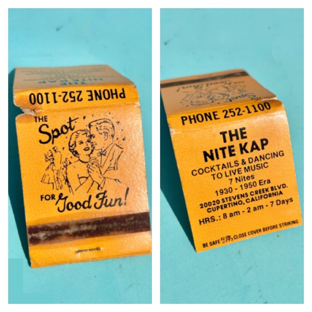 Vintage 1950s the Nite Cap Bar Restaurant Cupertino Ca Matchbook - Etsy