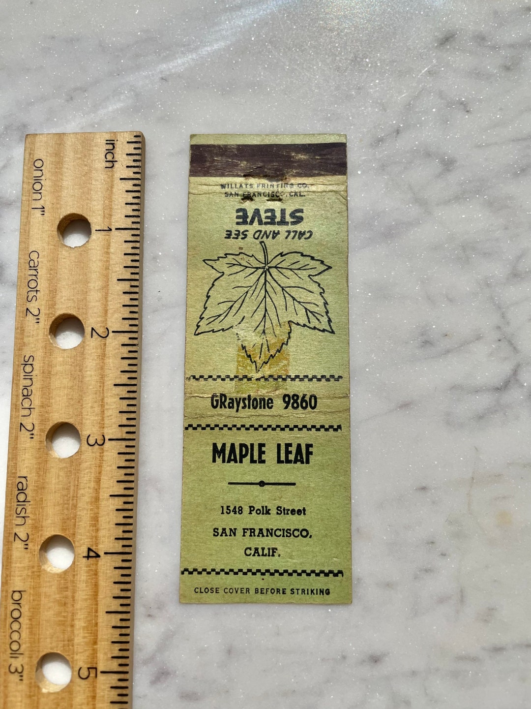 Vintage Rare Gay Bar Maple Leaf 1548 Polk Street Matchbook Cover - Etsy
