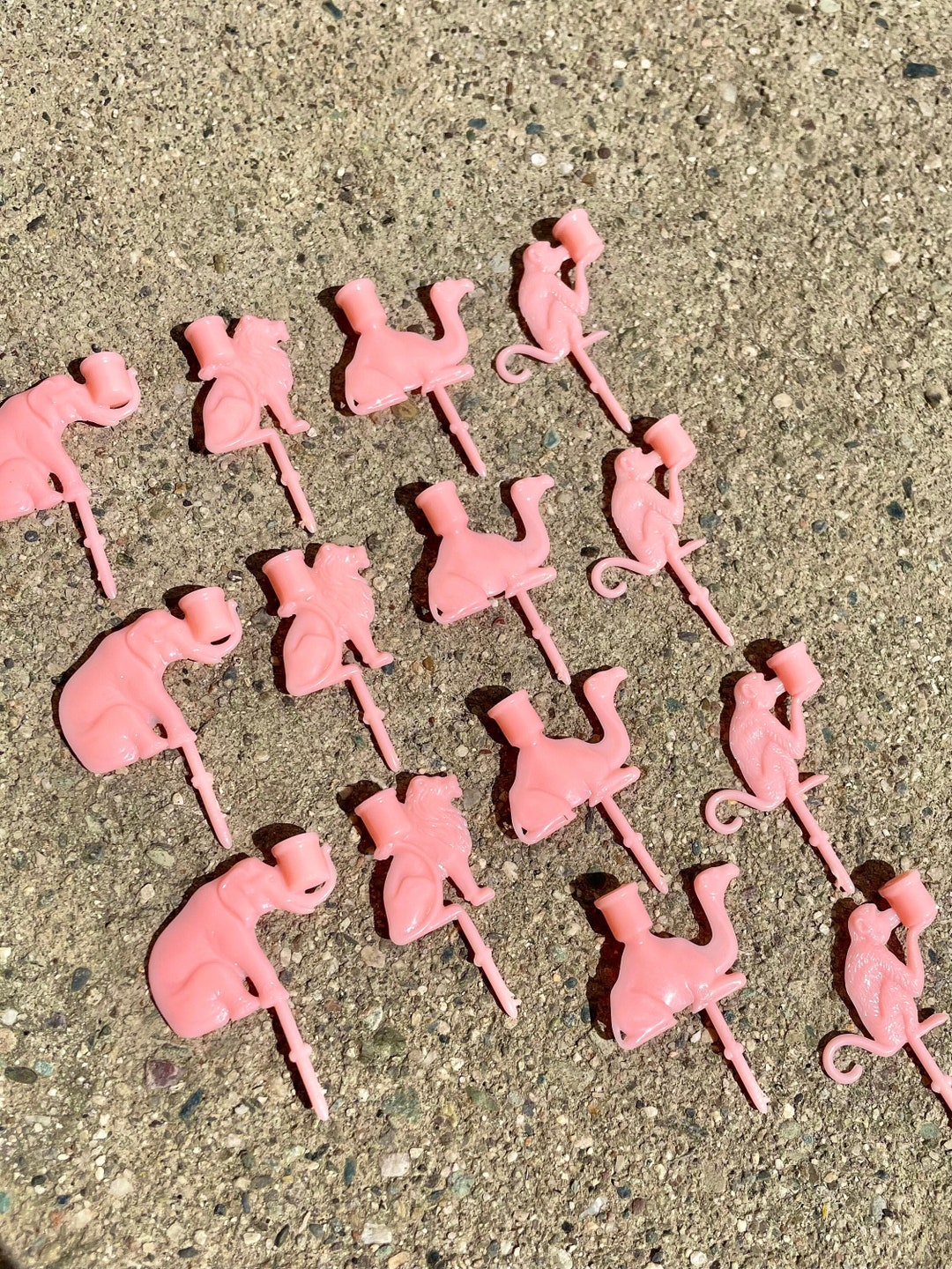 Vintage 1950s/60s Pink Animal Birthday Cake Candle Holder Toppers Best ...
