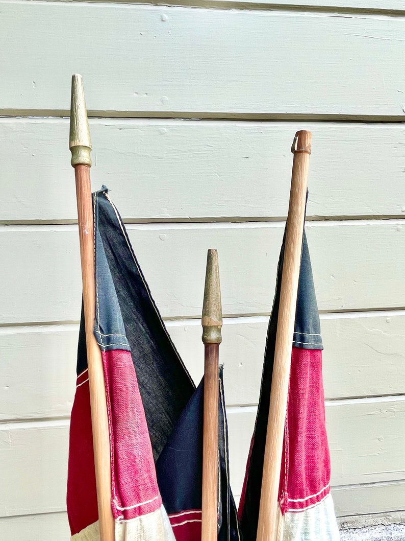 Vintage Blue, Red, and White Horizontal Stripe National Stick Flags - Etsy