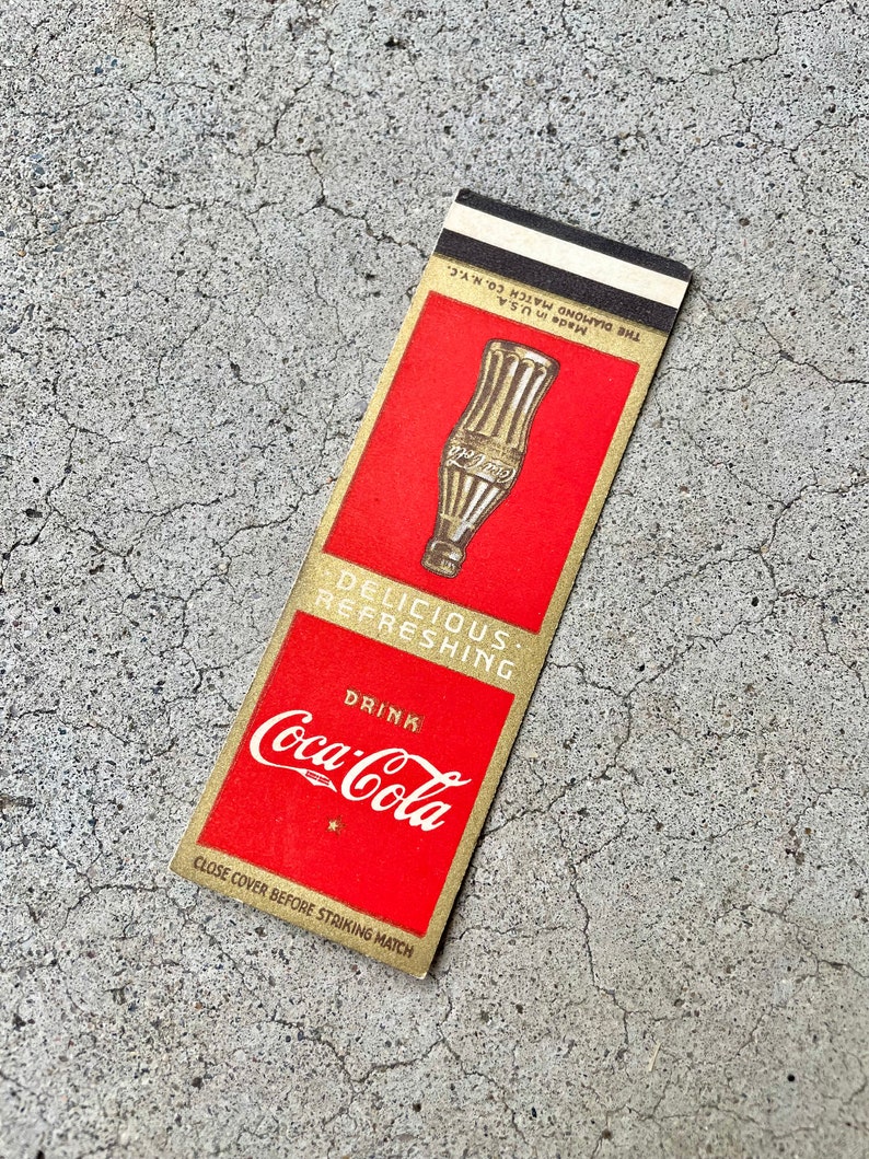 Vintage Salesman Sample Drink Coca-cola Gold Matchbook Cover - Etsy