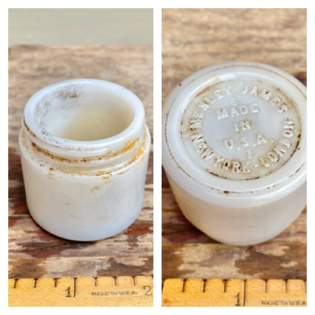 Antique Menley-james New York London Cream Lotion Milk Glass Jar - Etsy