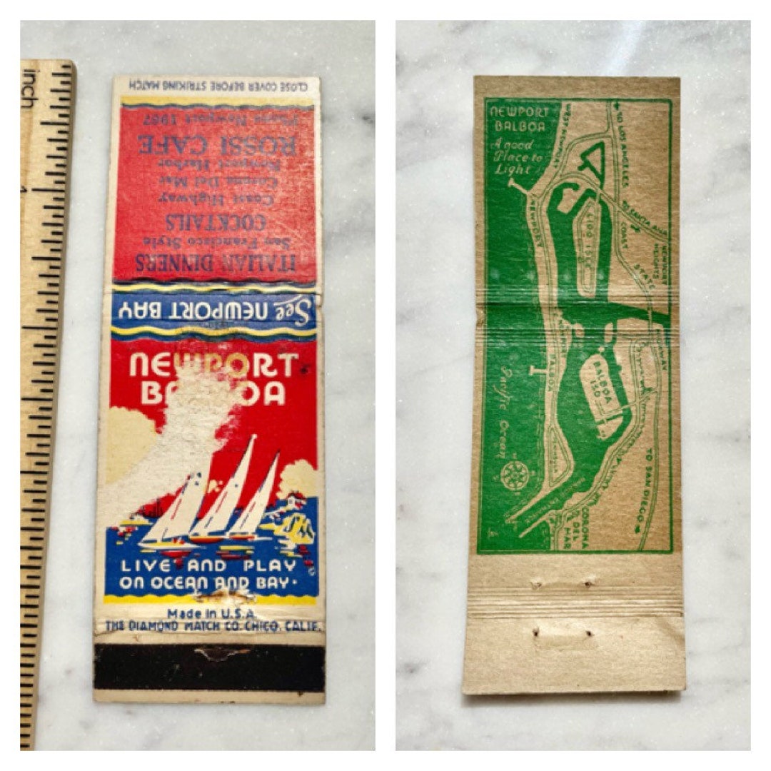 Vintage Newport Balboa Bay Italian Dinners Cocktails Matchbook Cover - Etsy