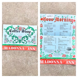 Vintage Madonna Inn Coffee Shop Menu - Etsy