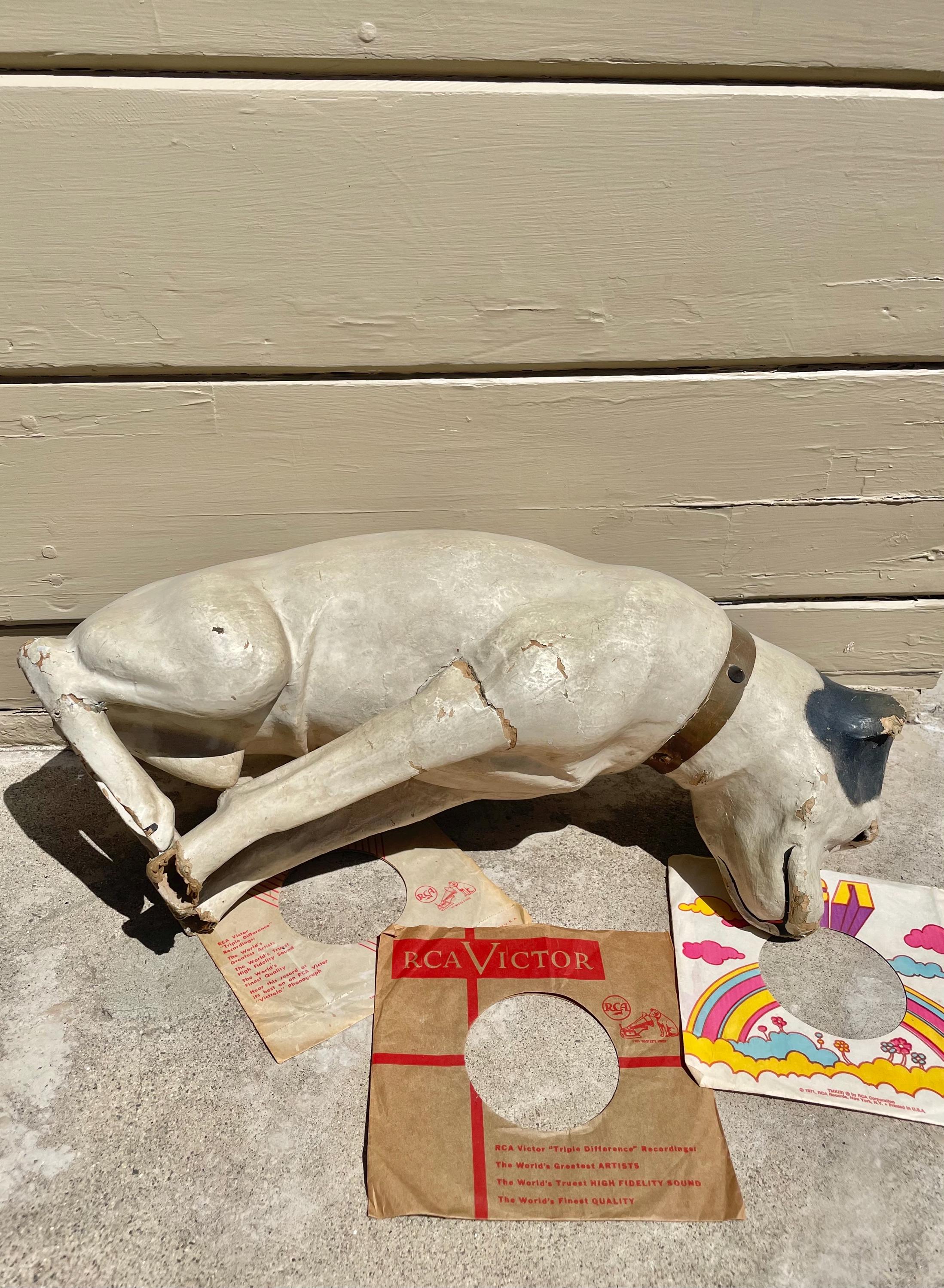 EARLY Vintage RCA Glass Eye Dog Display by Old King Cole Papier Mache ...