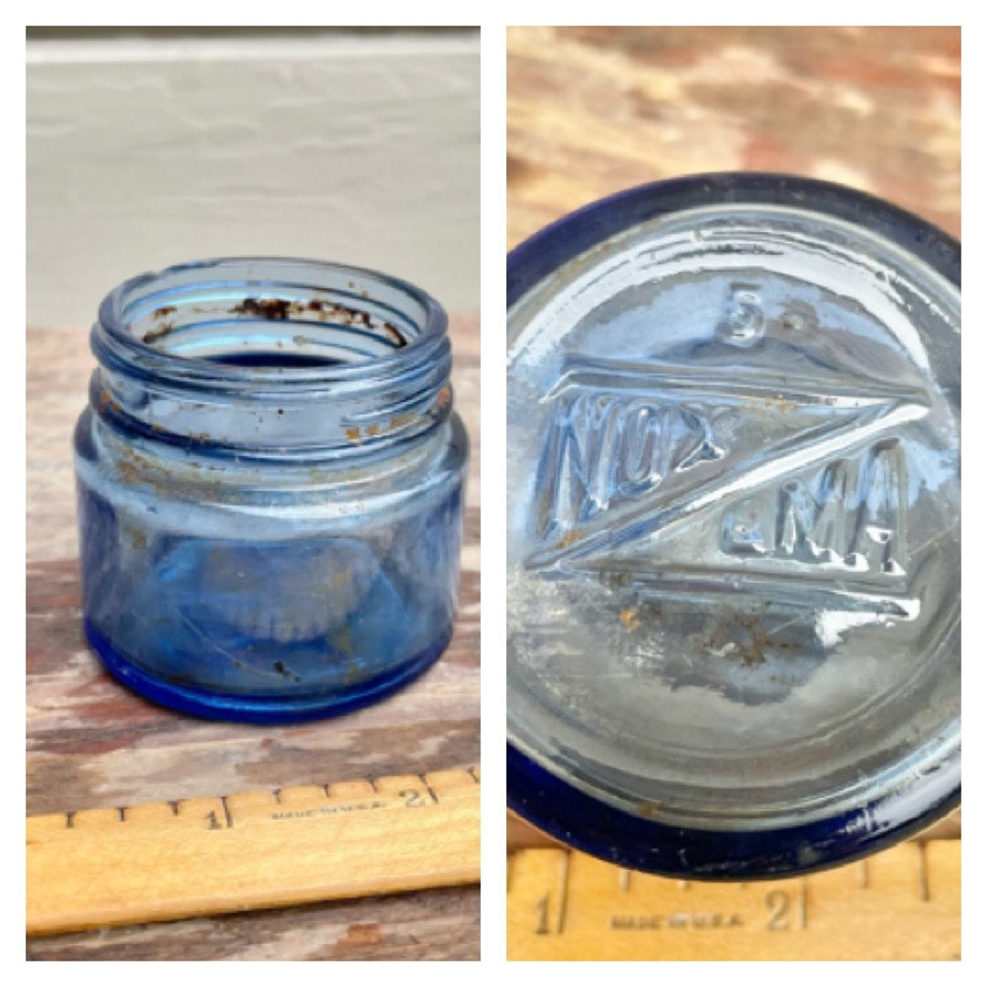 Vintage Noxzema Medicated Cream Blue Glass Jar - Etsy
