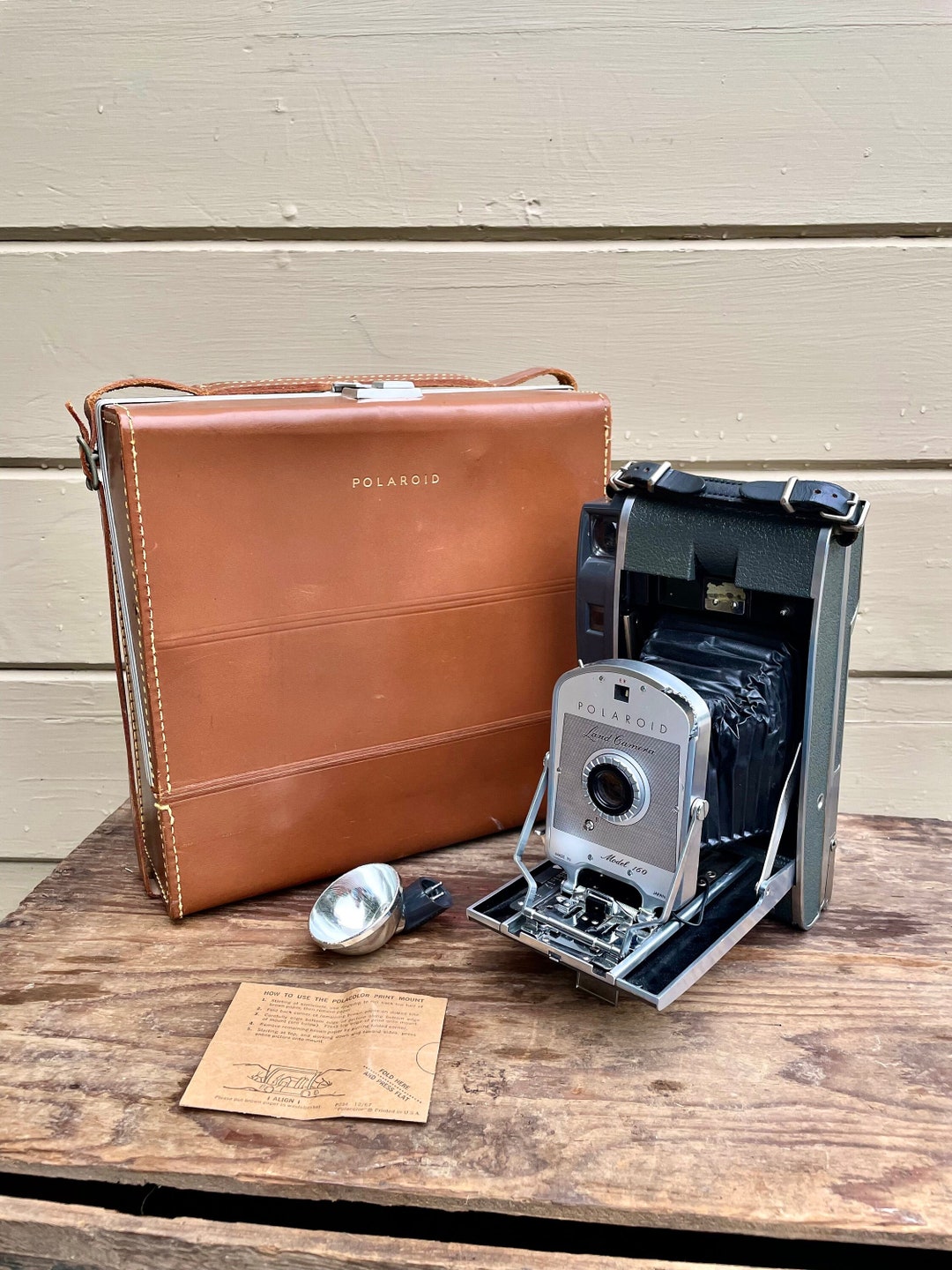 Vintage Polaroid Land Camera Model 160 W/ Leather Cowhide Case and ...