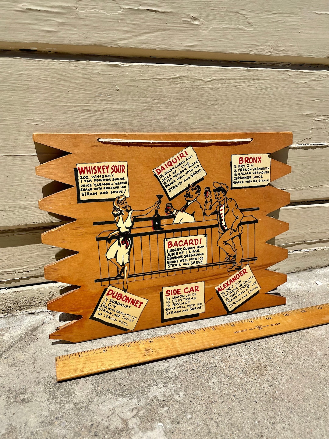 Vintage Mid Century Modern Liquor Cocktail Recipe Pinup Girl Wood ...