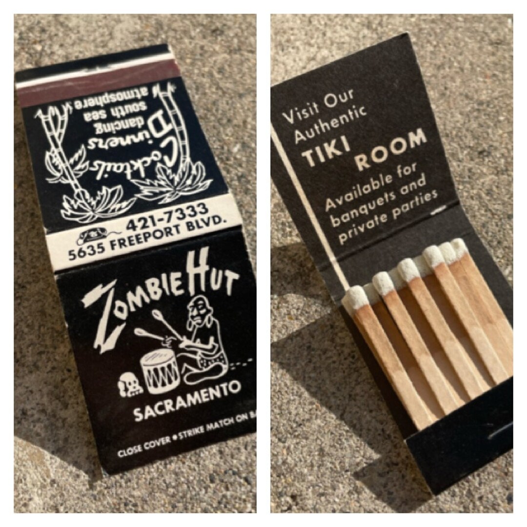 Vintage Zombie Hut Sacramento Tiki Bar Restaurant Matchbook - Etsy