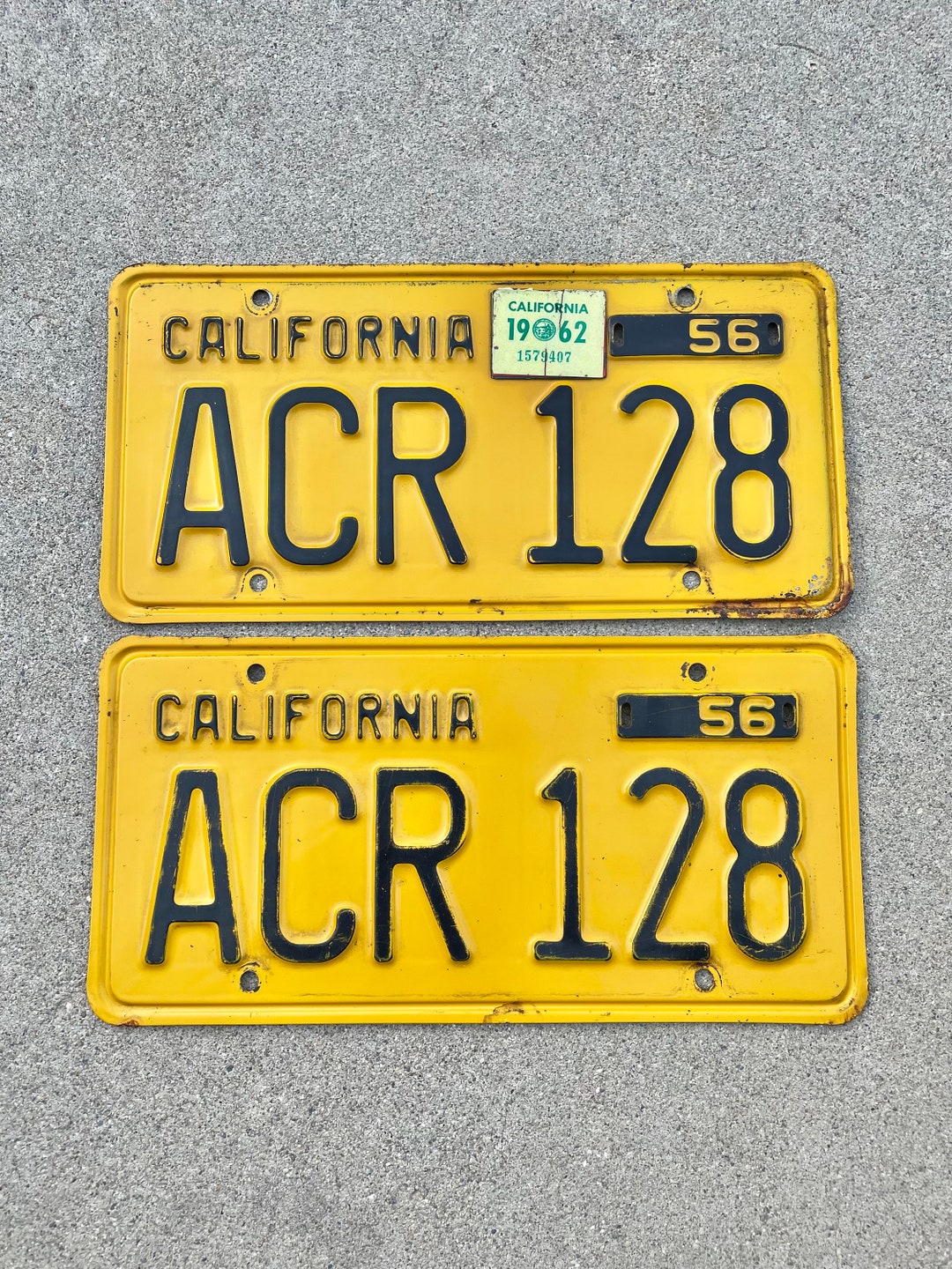 Original Vintage Matching Set 1956 California License Plates - Etsy