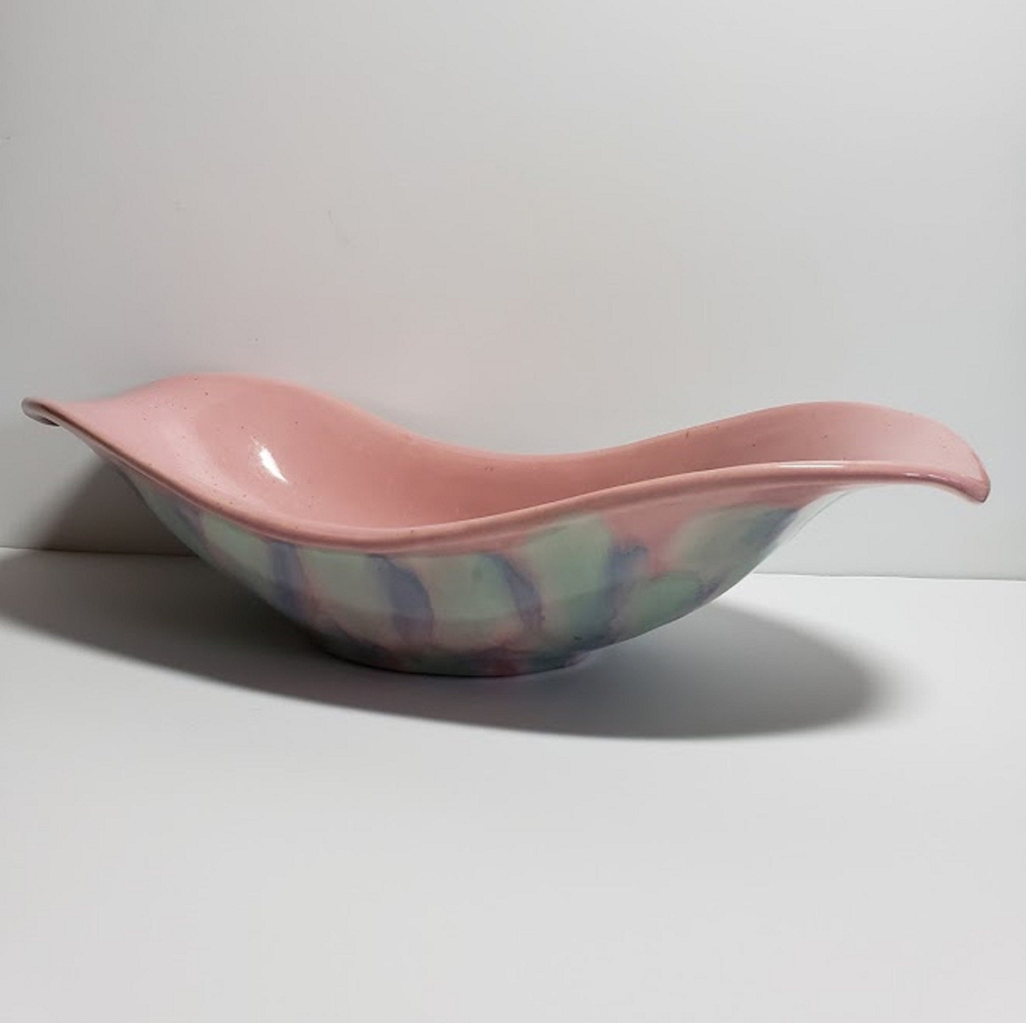 Royal Haeger Pottery R466 Console bowl Mauve teal blue | Etsy