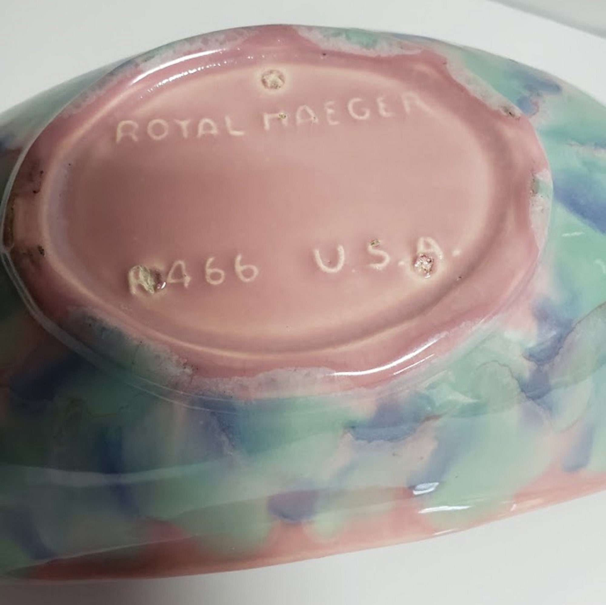 Royal Haeger Pottery R466 Console bowl Mauve teal blue | Etsy