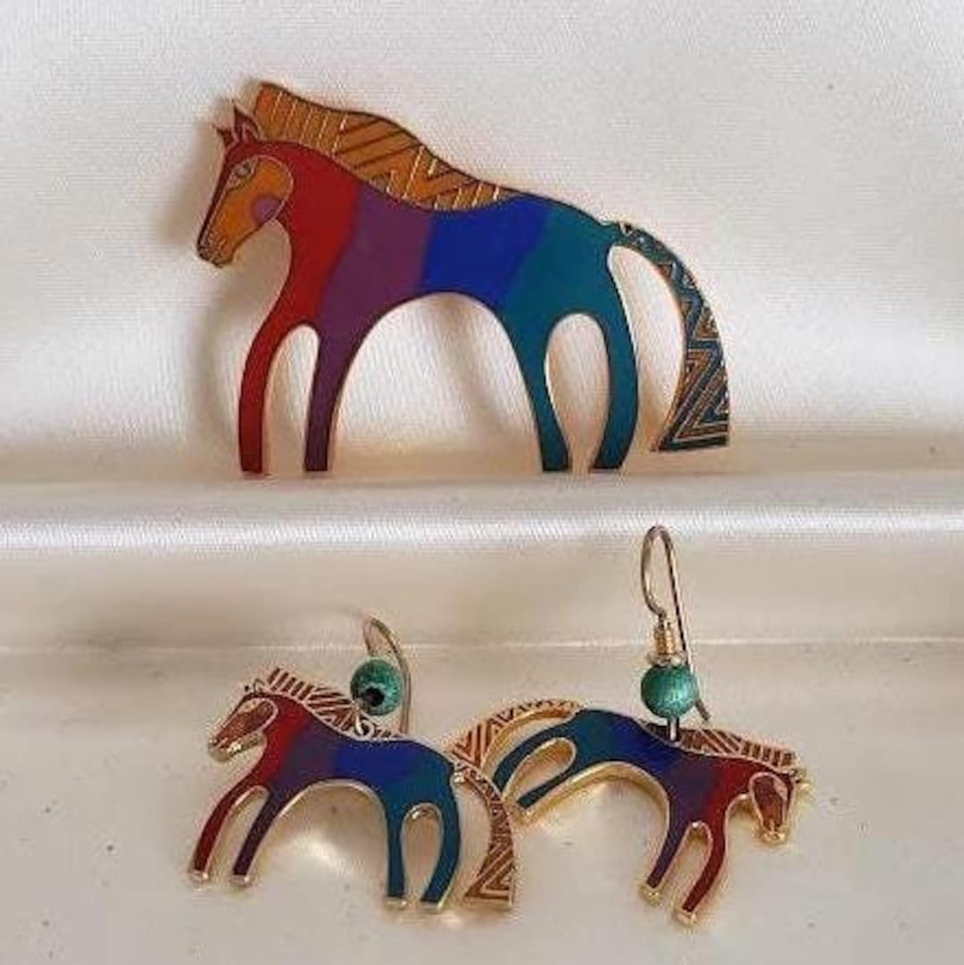 Vintage Laurel Burch Brooch/pin and Earring Set, "caballo" Horses ...