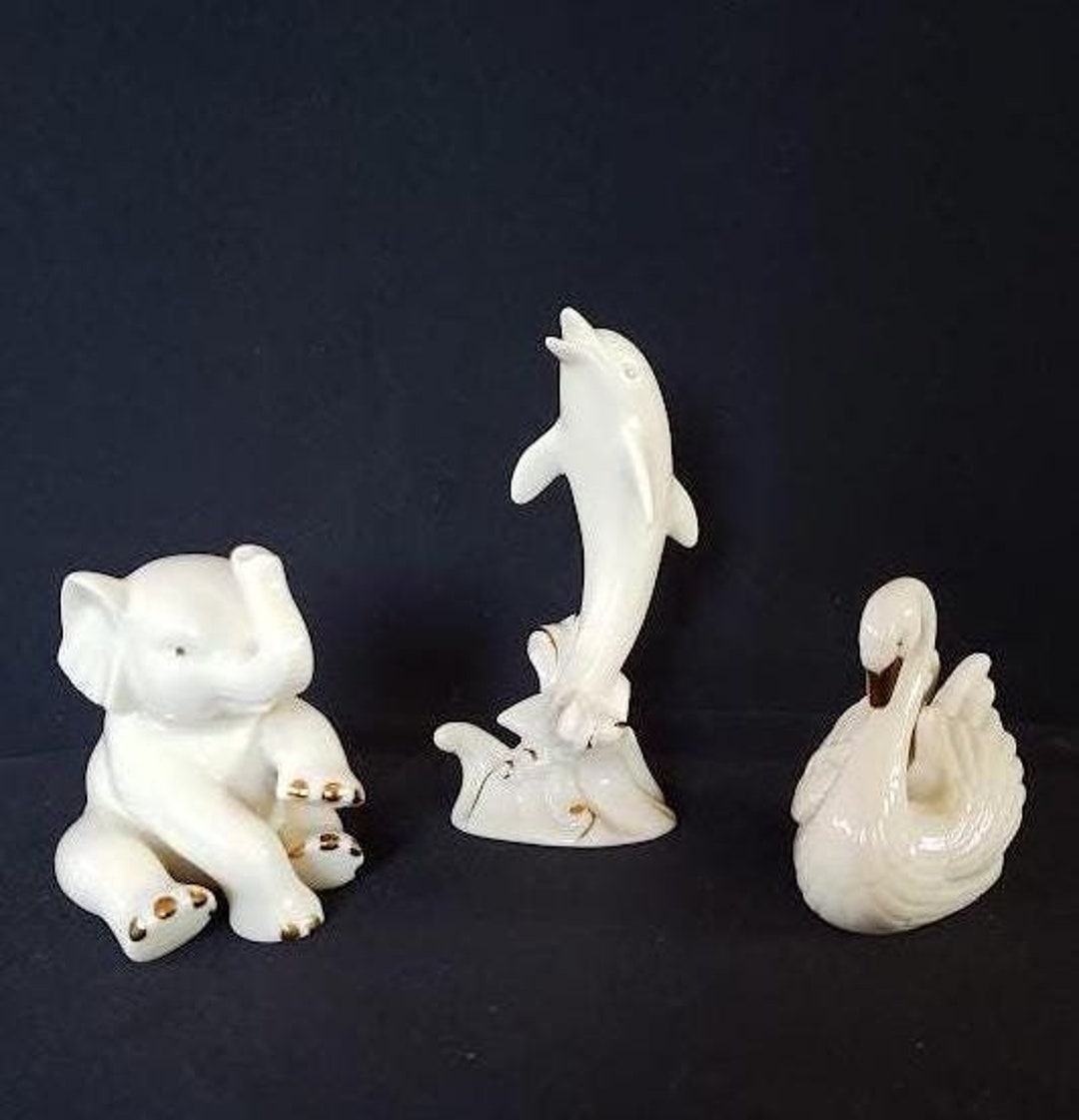 Vintage Lenox Miniature Porcelain Figurines,, Set of 3, Dolphin ...