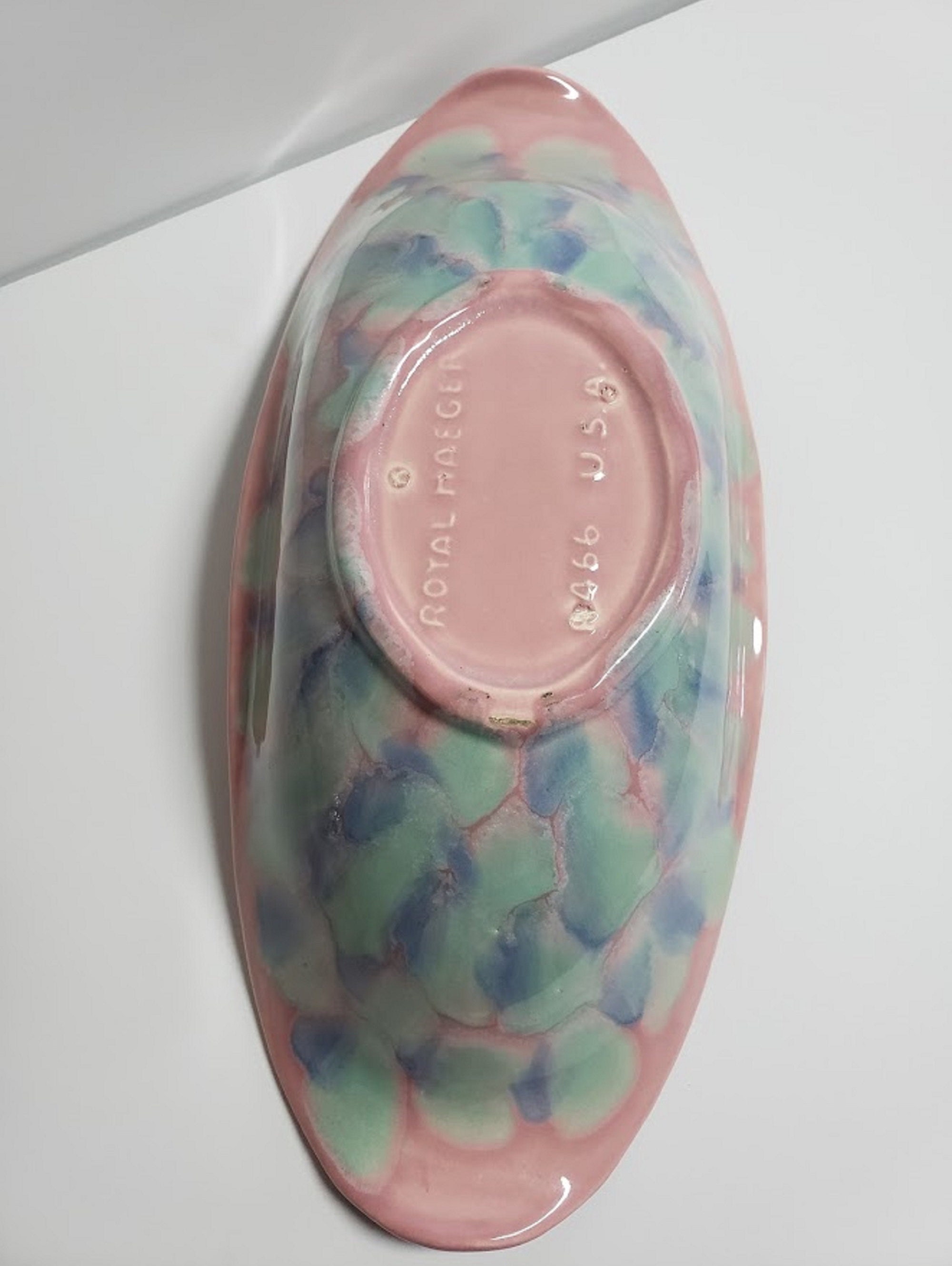 Royal Haeger Pottery R466 Console bowl Mauve teal blue | Etsy