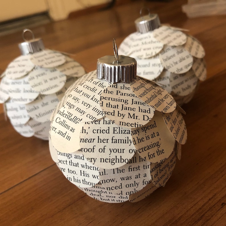Book Christmas Ornaments Literary Ornaments Book Page - Etsy