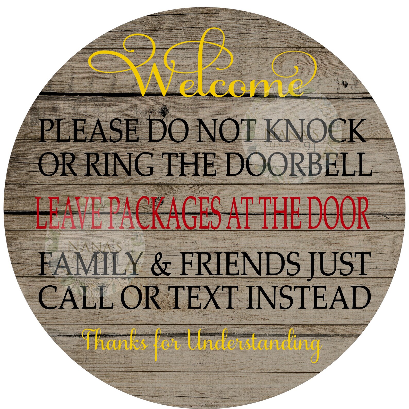 Do Not Knock Round Door Sign: MDF Welcome Sign - Etsy