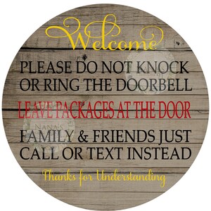 Do Not Knock Round Door Sign: MDF Welcome Sign - Etsy