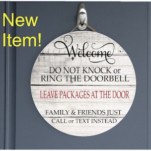 14" Round Welcome Door Sign: Do Not Knock, Call or Text - Etsy