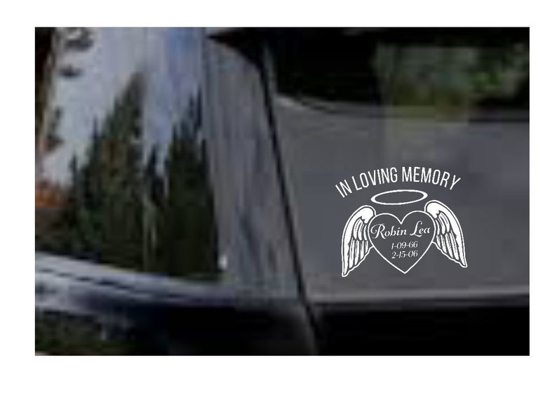 In Loving Memory Car Window Decal Angel Wings Memorial Gift | Etsy
