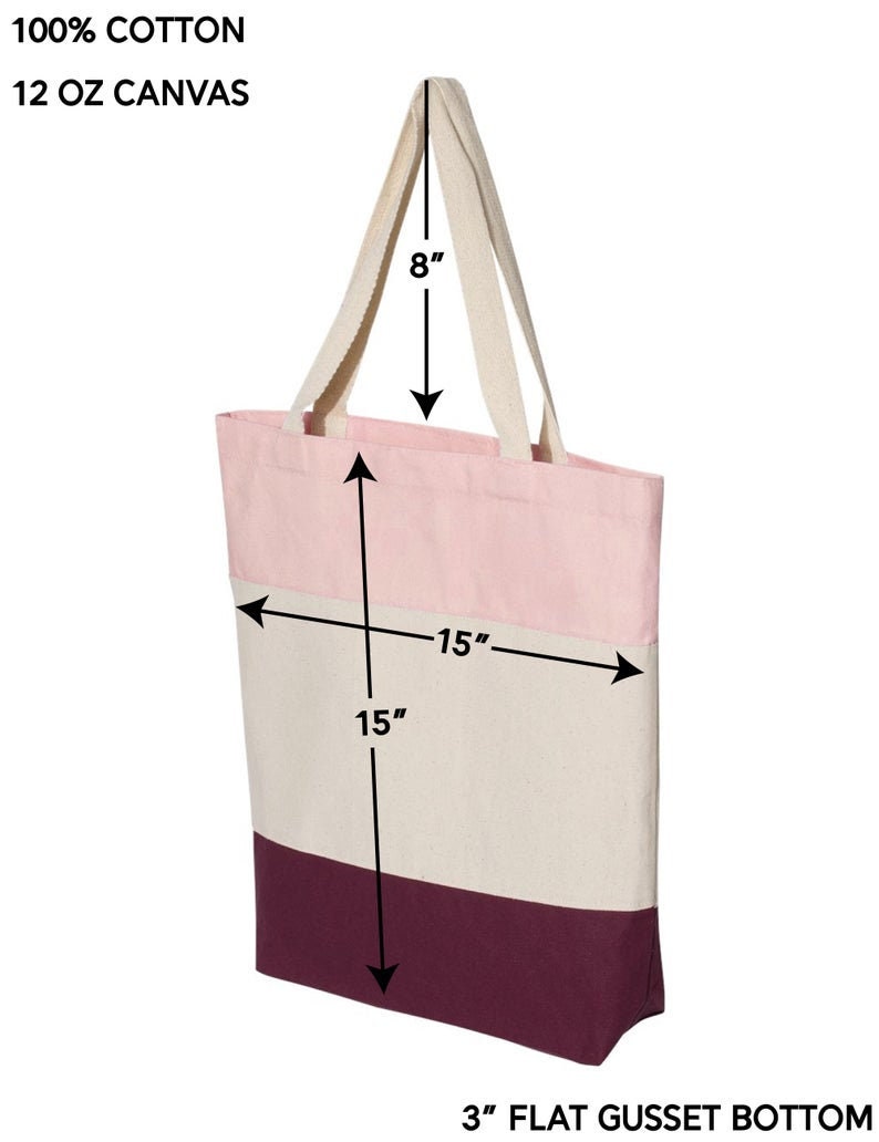 Canvas Tote Bag Tri Color Totes Teacher Tote Bag Beach Tote - Etsy