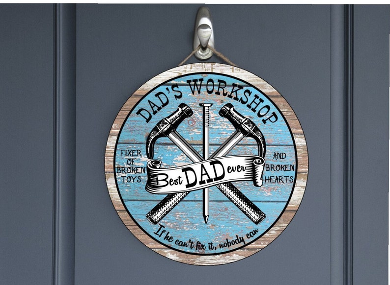 14 Round MDF Dad's Workshop Door Sign Welcome Sign - Etsy