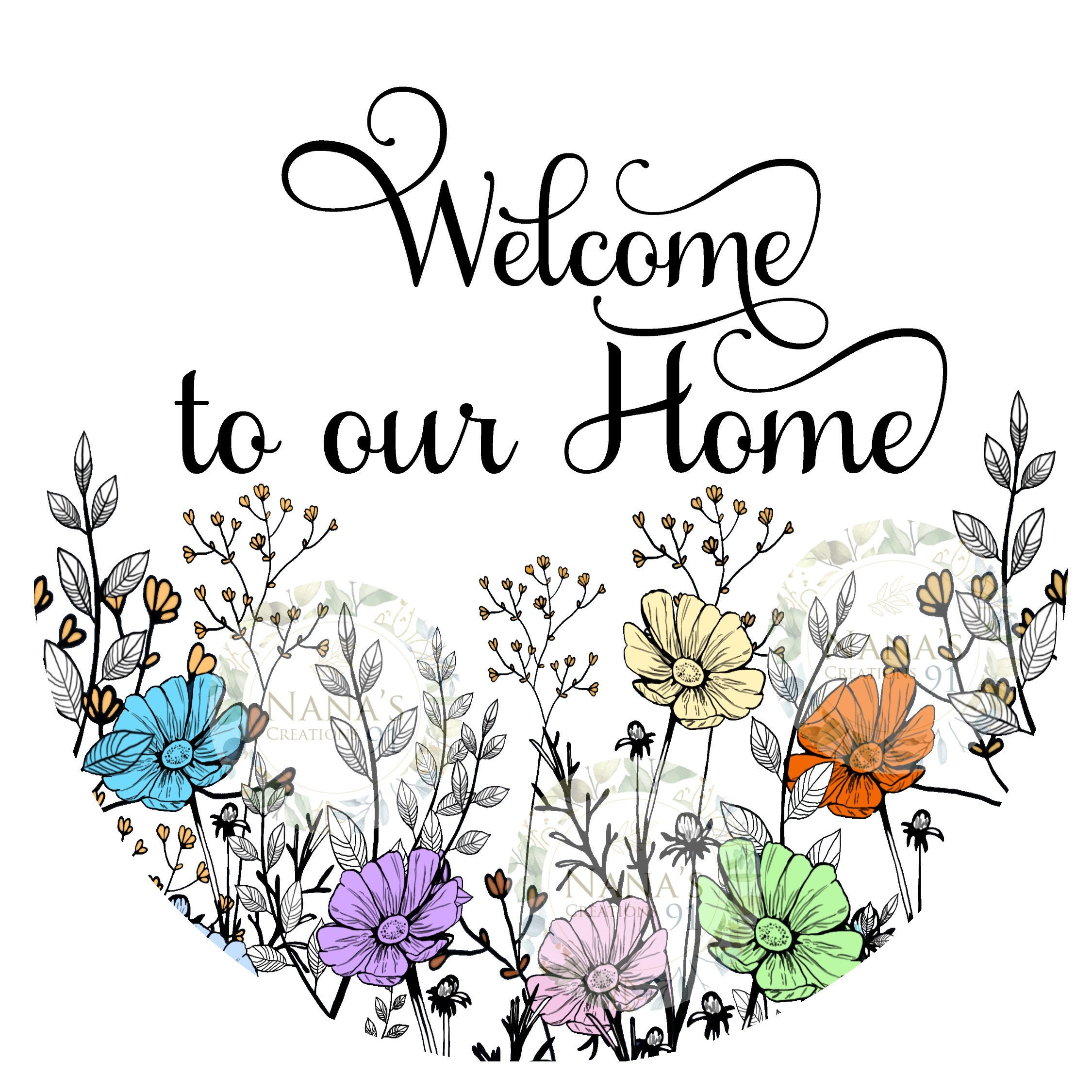 Floral Welcome Door Sign: Round MDF Home Decor (10/12/14 Inch) - Etsy