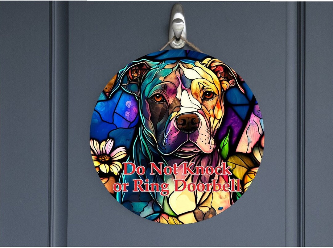 SKU 2158, 10, 12 or 14 MDF Round Door Sign, Pit Bull Welcome Door Sign ...