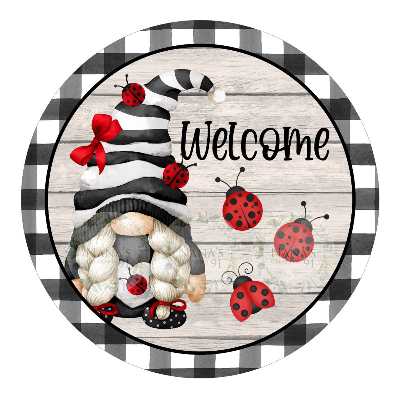 14 Round MDF Ladybug Door Sign Welcome Sign Ladybug - Etsy