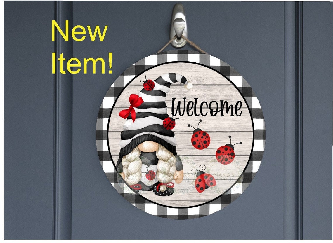 14 Round MDF Ladybug Door Sign Welcome Sign Ladybug - Etsy