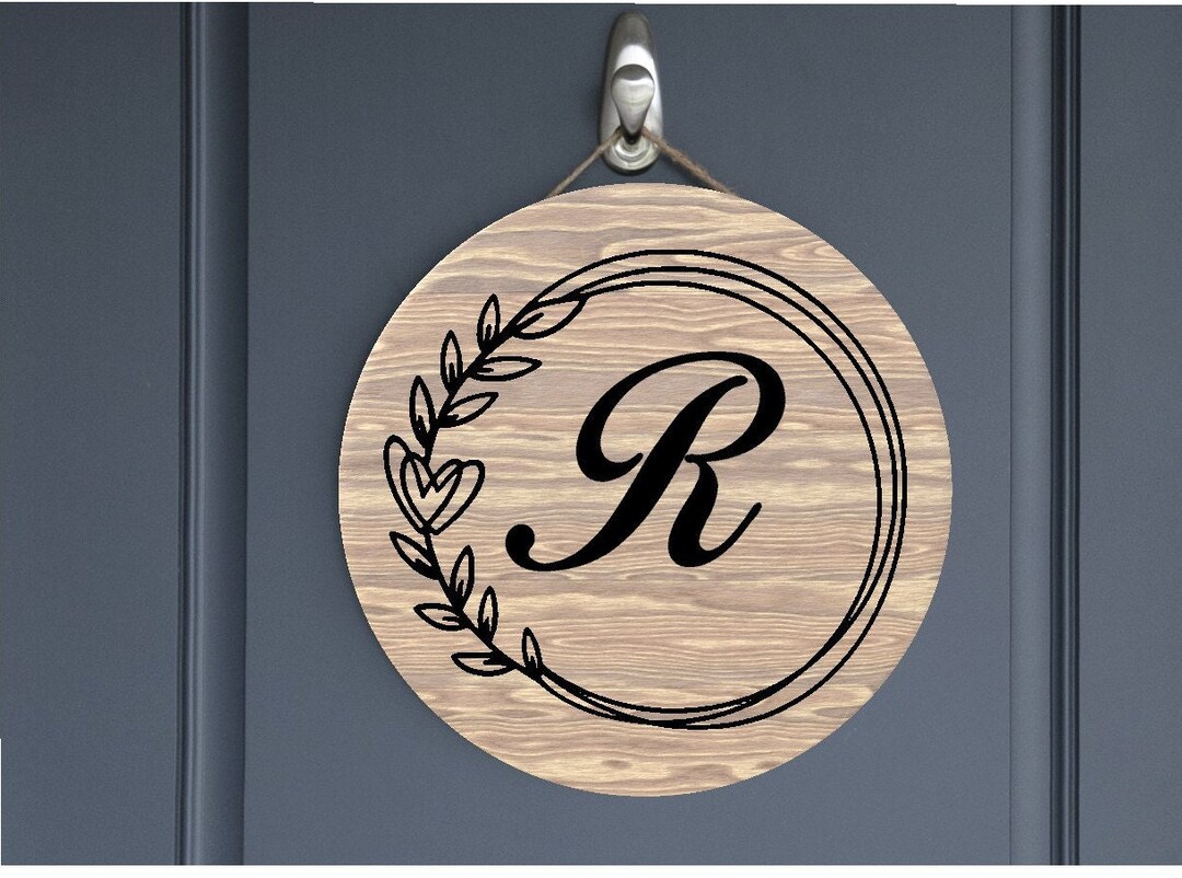 Monogram Door Sign: Round MDF Welcome Sign With Twine - Etsy