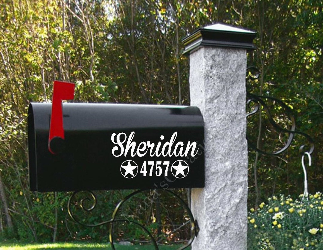 Set of 3 Custom Vinyl Mailbox Decals, 2 Decals With Last Name and ...
