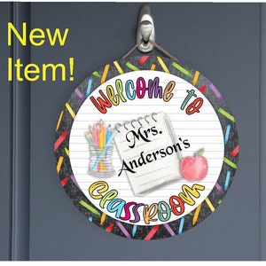 Personalized Teacher Door Sign: Welcome to Classroom, Round MDF Decor ...