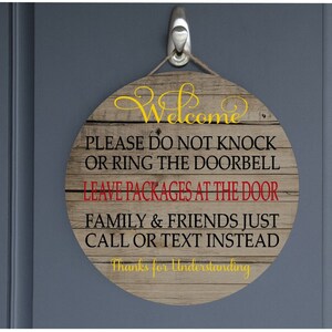 Do Not Knock Round Door Sign: MDF Welcome Sign - Etsy