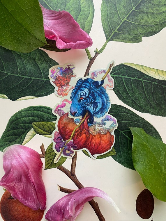 Blue Tiger: Holographic Sticker | Etsy