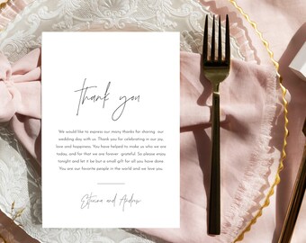 Wedding Reception Dinner Plate Thank You Cards Reception Thank You ...