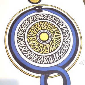 Ouroboros Symbol in Blue, Kundalini Art, Serpent Symbol, Original ...