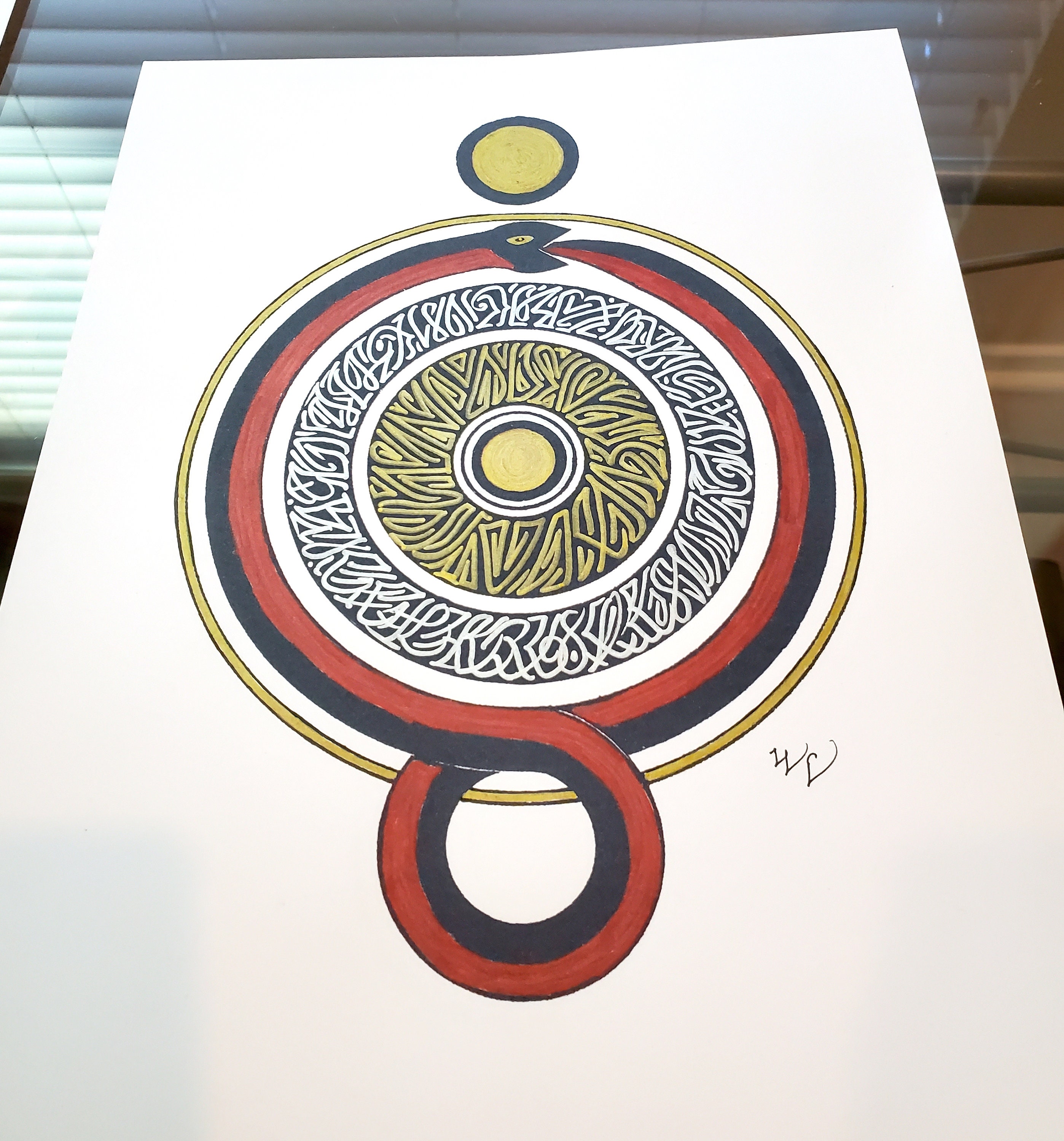 Ouroboros Symbol in Red, Kundalini Art, Serpent Symbol, Original ...