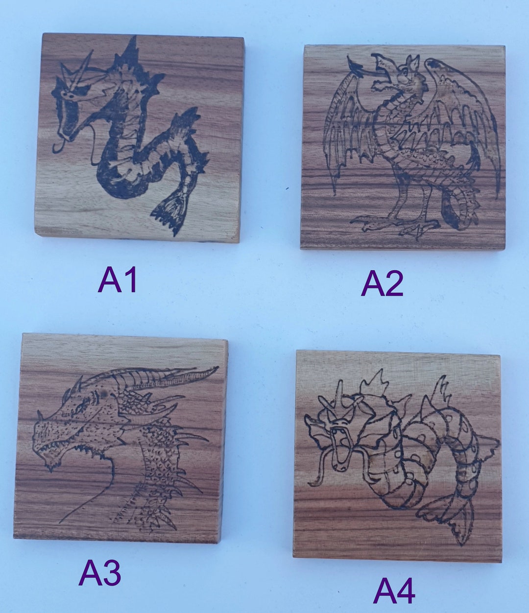 Double Sided Wooden Coasters. Wood Burned Coasters With Intricate ...