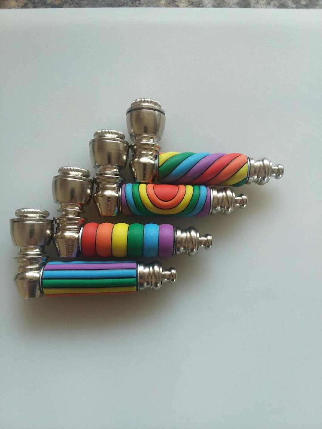 Custom Made Metal Tobacco Smoking Pipe 3 assorted Rainbow Designs - Etsy