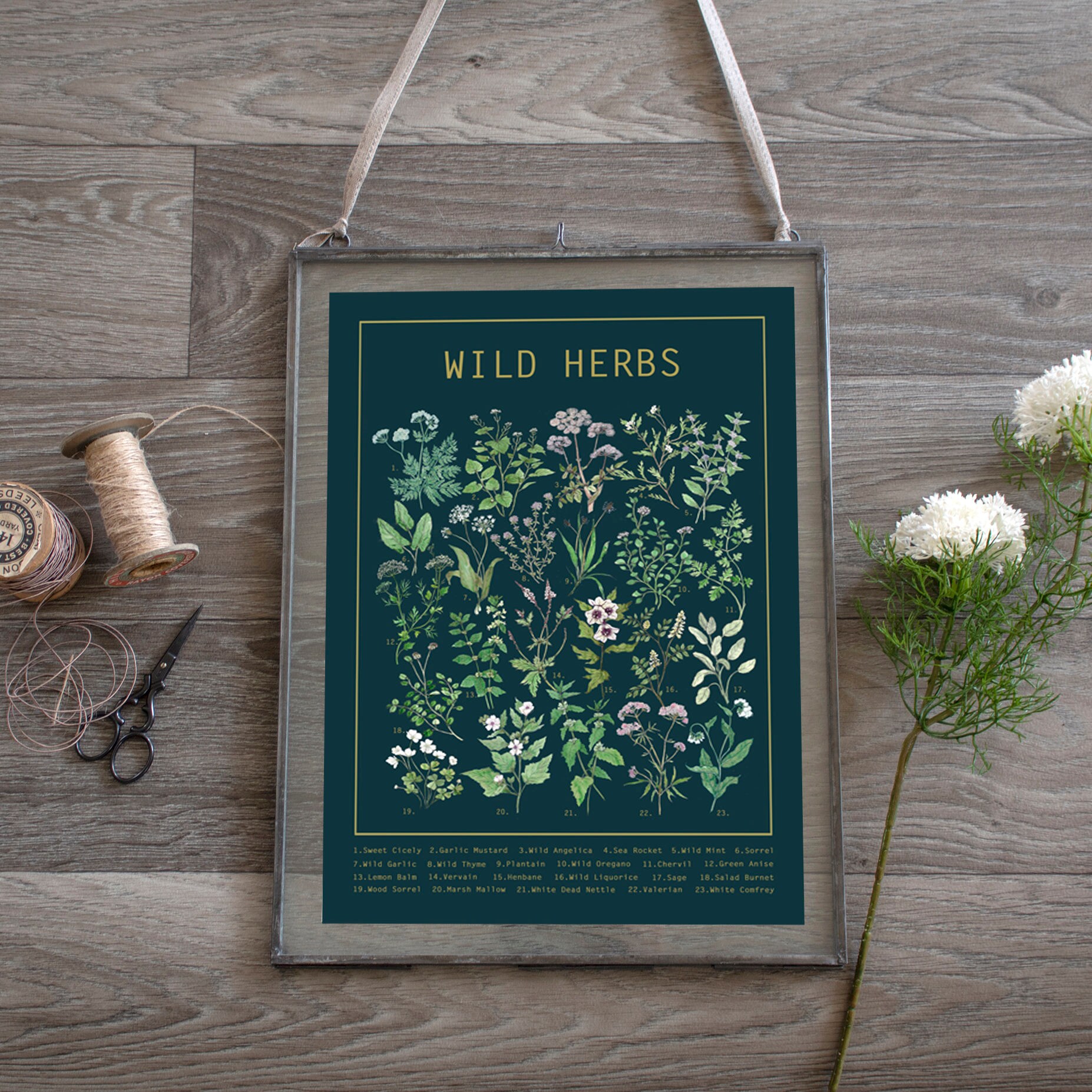 Wild Herbs Poster Dark Plant Wall Art Chart - Etsy