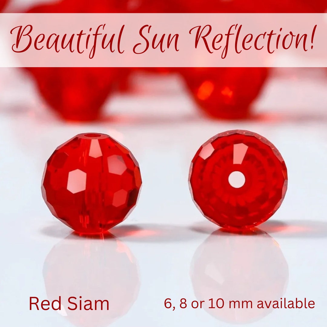 30 Pcs Red Siam Crystal Glass Beads for Suncatchers, Gorgeous Round ...