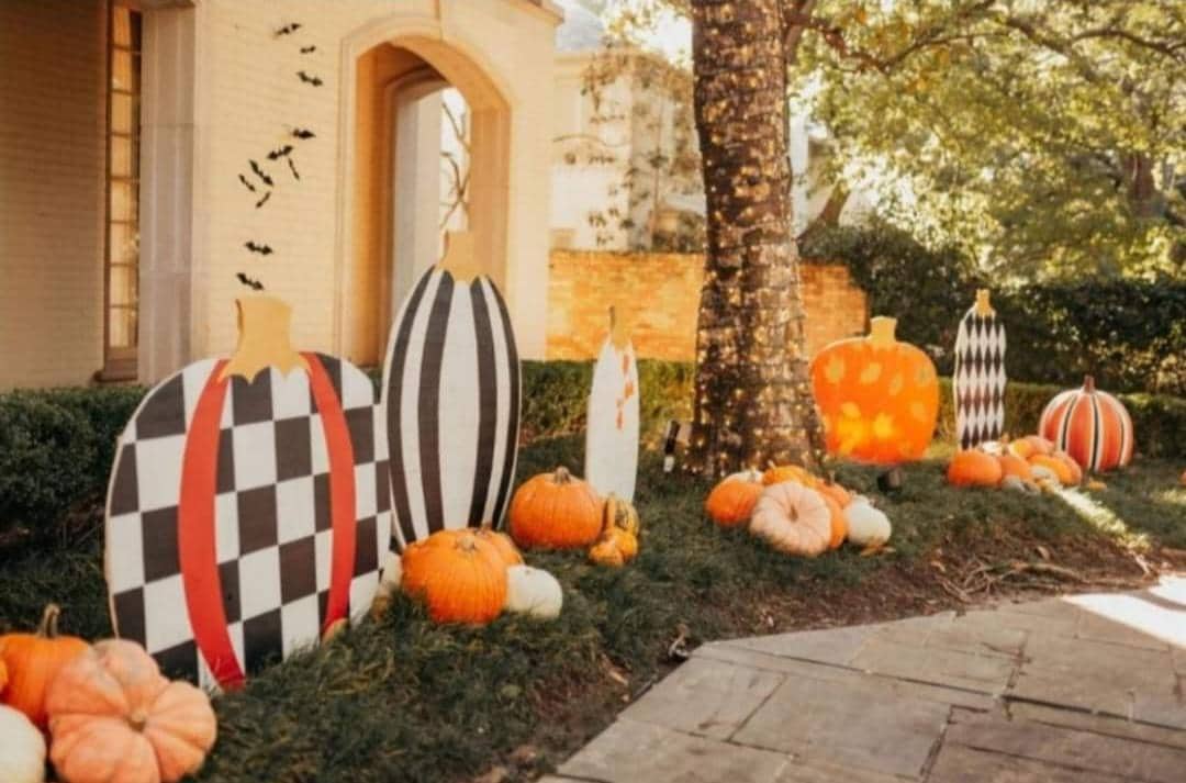 Giant 3 Foot Wood Pumpkins, Large Halloween Yard Decor, Halloween Yard ...