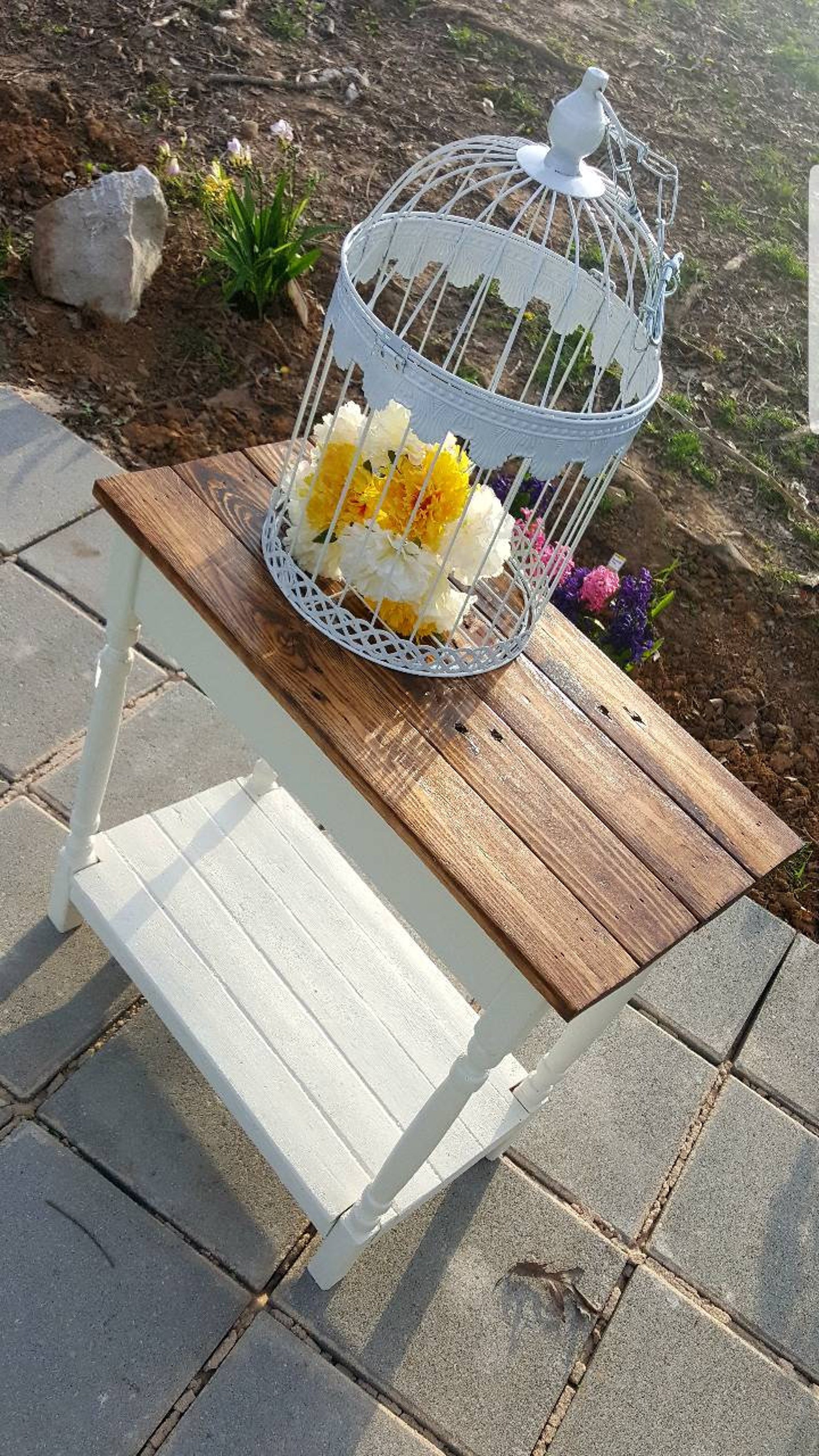 Two Farmhouse End Tables Chic Country Cottage Bedside Tables | Etsy