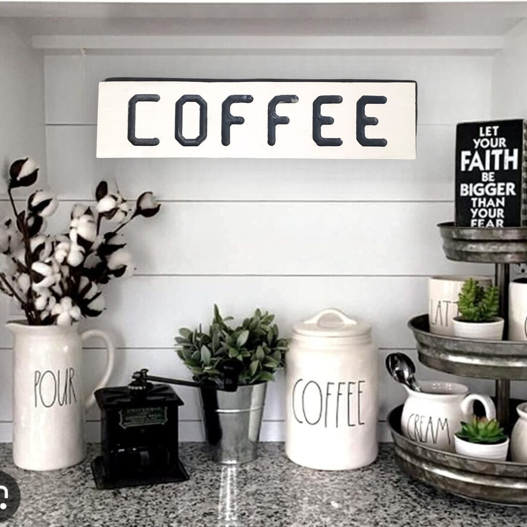 Engraved Coffee Station Coffee Sign, Farmhouse Coffee Sign, White ...
