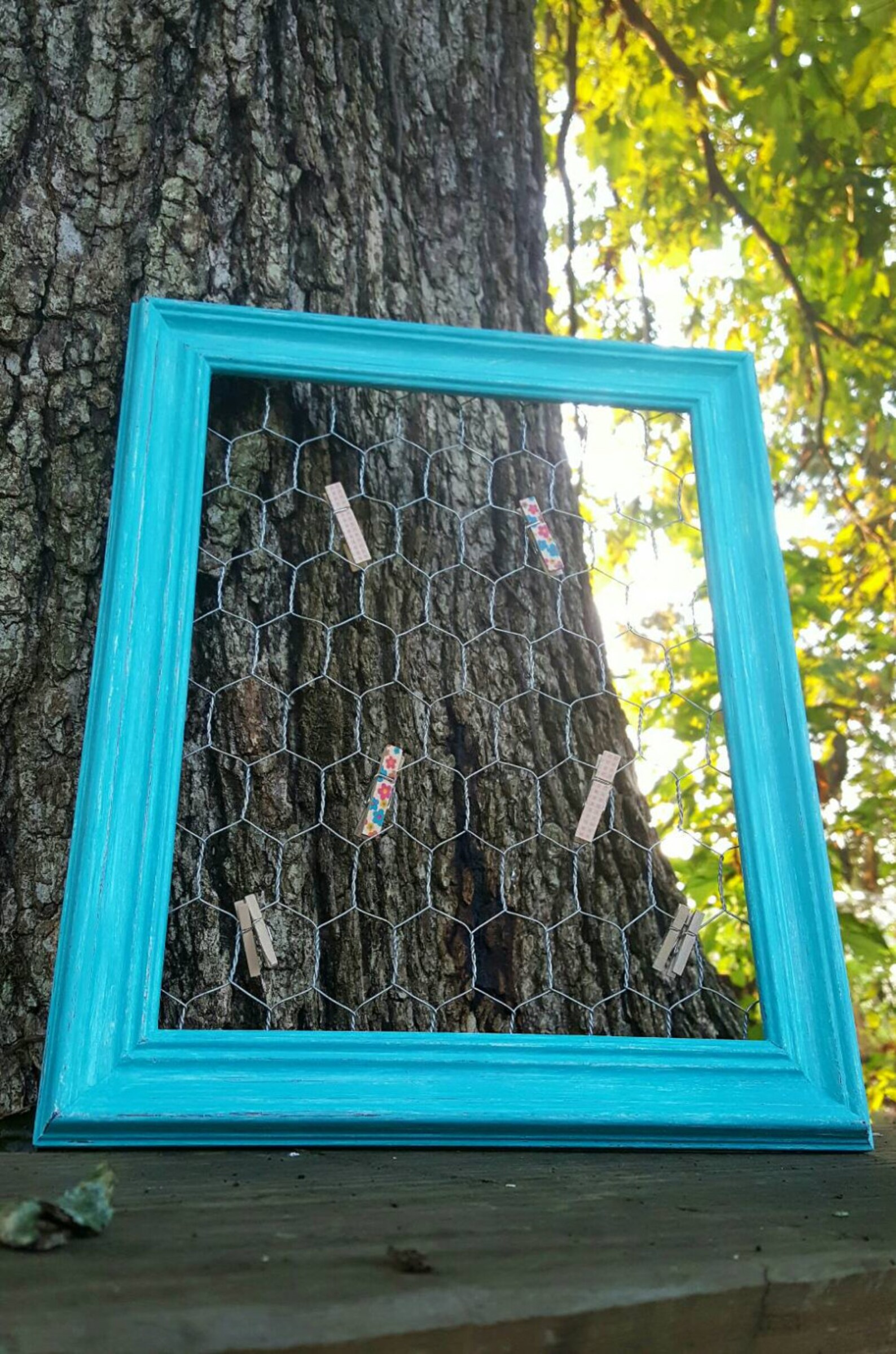 Chicken Wire Frame 8x11, Distressed Blue Chicken Wire Frame, Jewelry ...